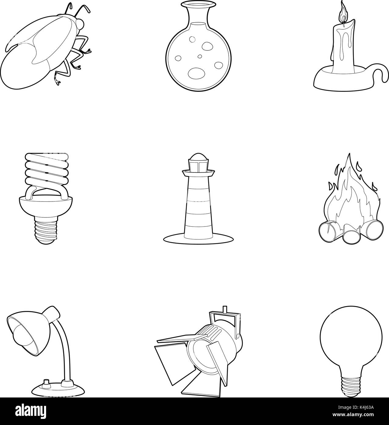Light icons set, outline style Stock Vector Image & Art - Alamy