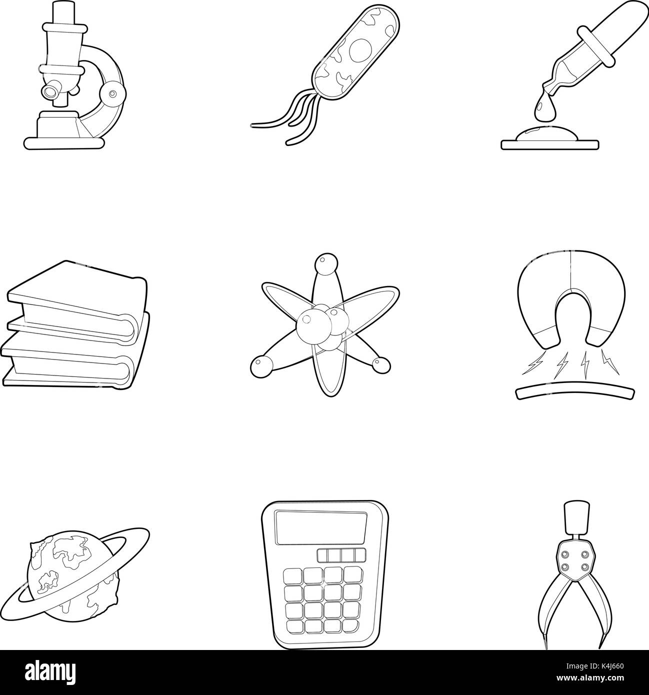 Science icons set, outline style Stock Vector Image & Art - Alamy