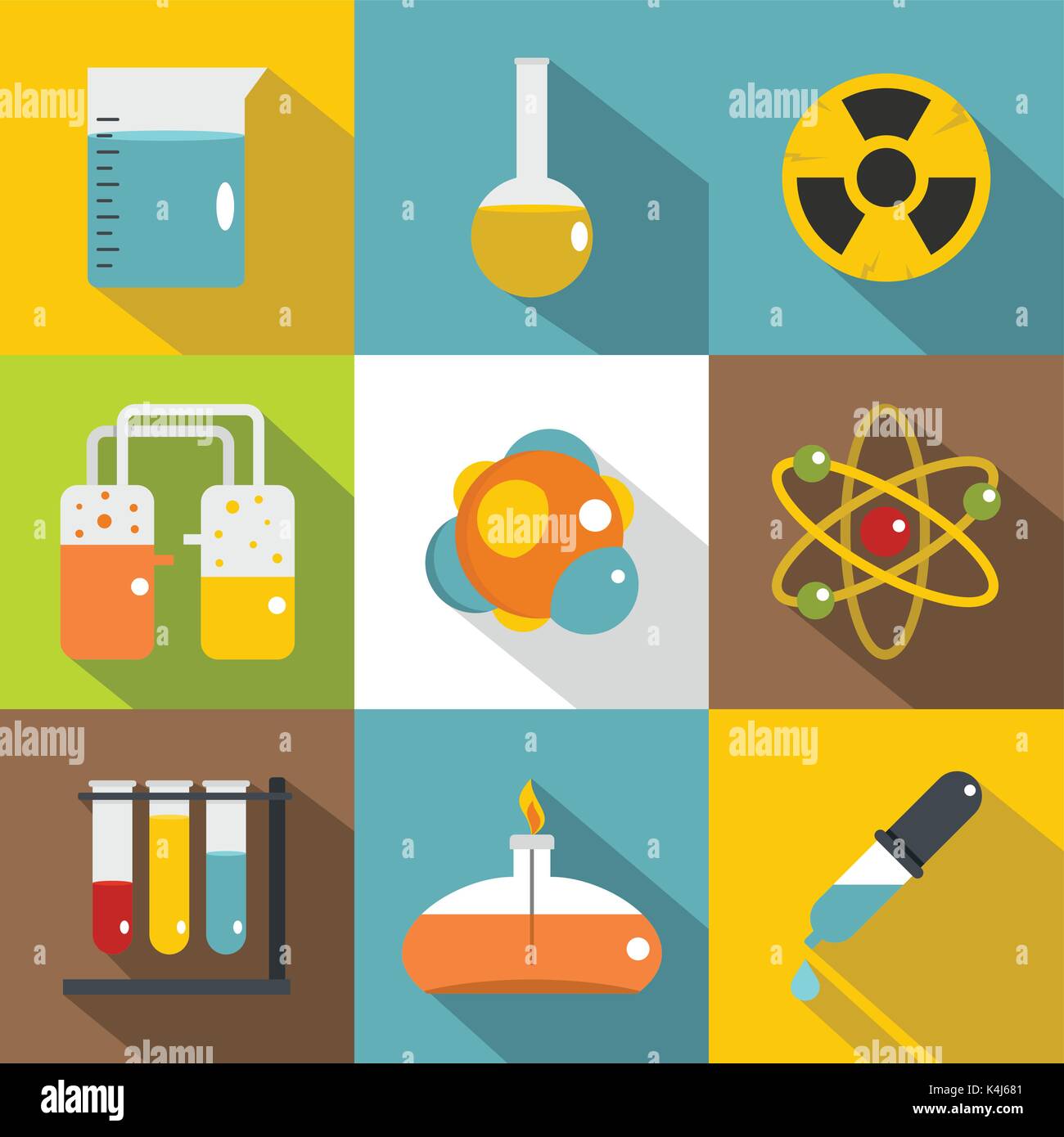 Chemistry icon set, flat style Stock Vector Image & Art - Alamy