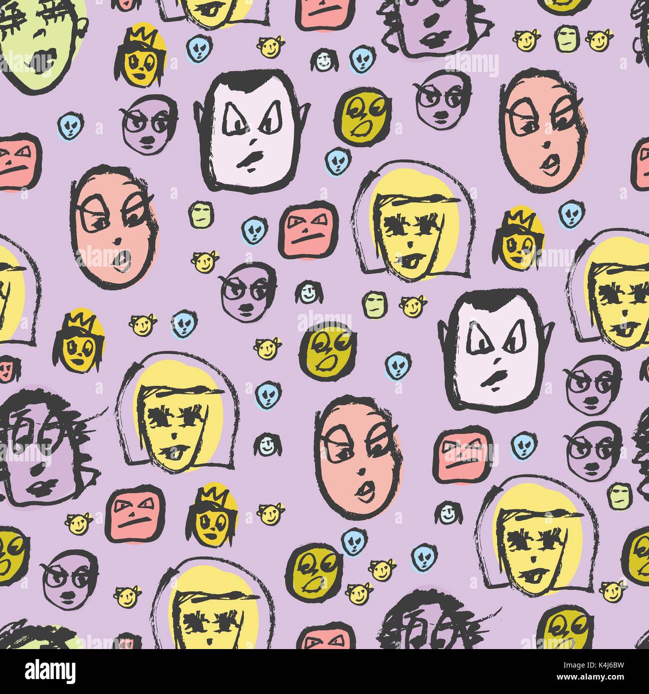 Doodles faces pattern Stock Vector Image & Art - Alamy