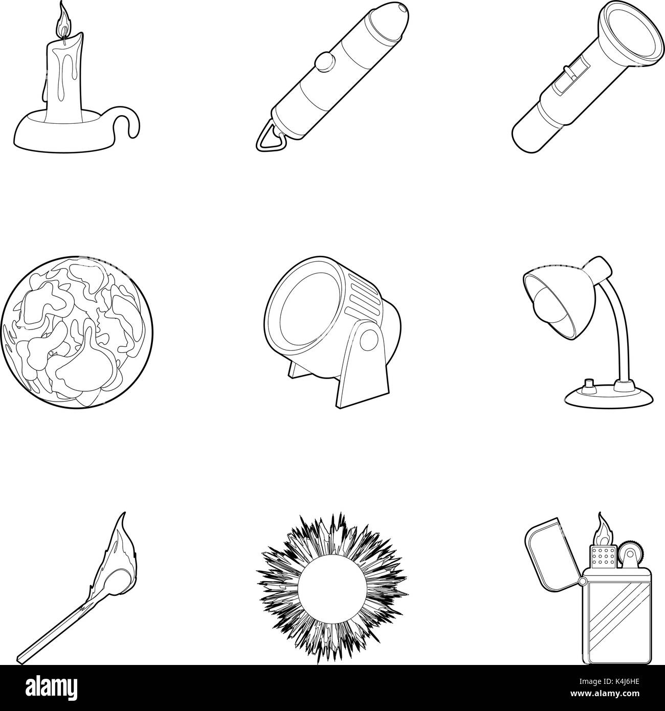 Lighting icons set, outline style Stock Vector Image & Art - Alamy