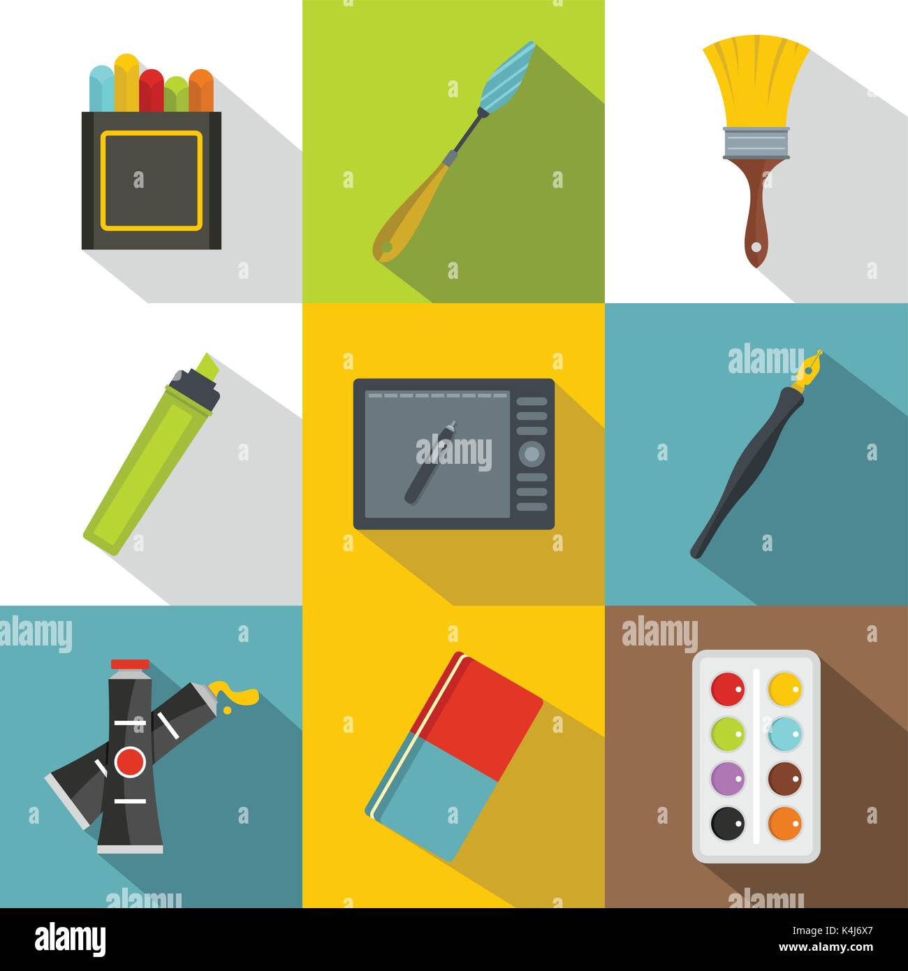 Drawing tools icon set, flat style Stock Vector Image & Art - Alamy