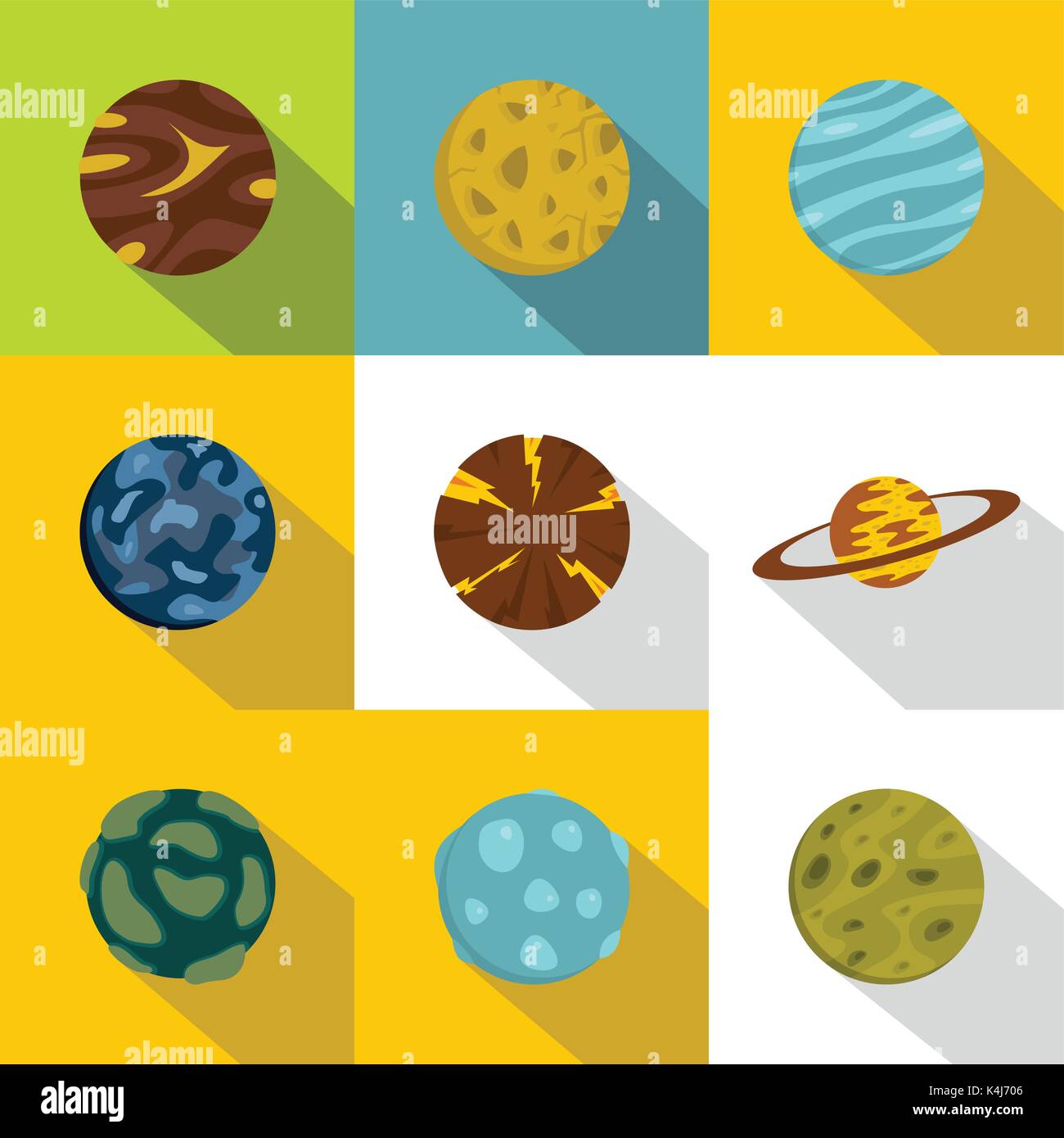 Fantastic planet icon set, flat style Stock Vector Image & Art - Alamy