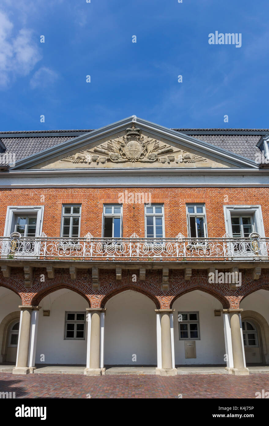Front of the Marstall building in the historical center of Aurich ...