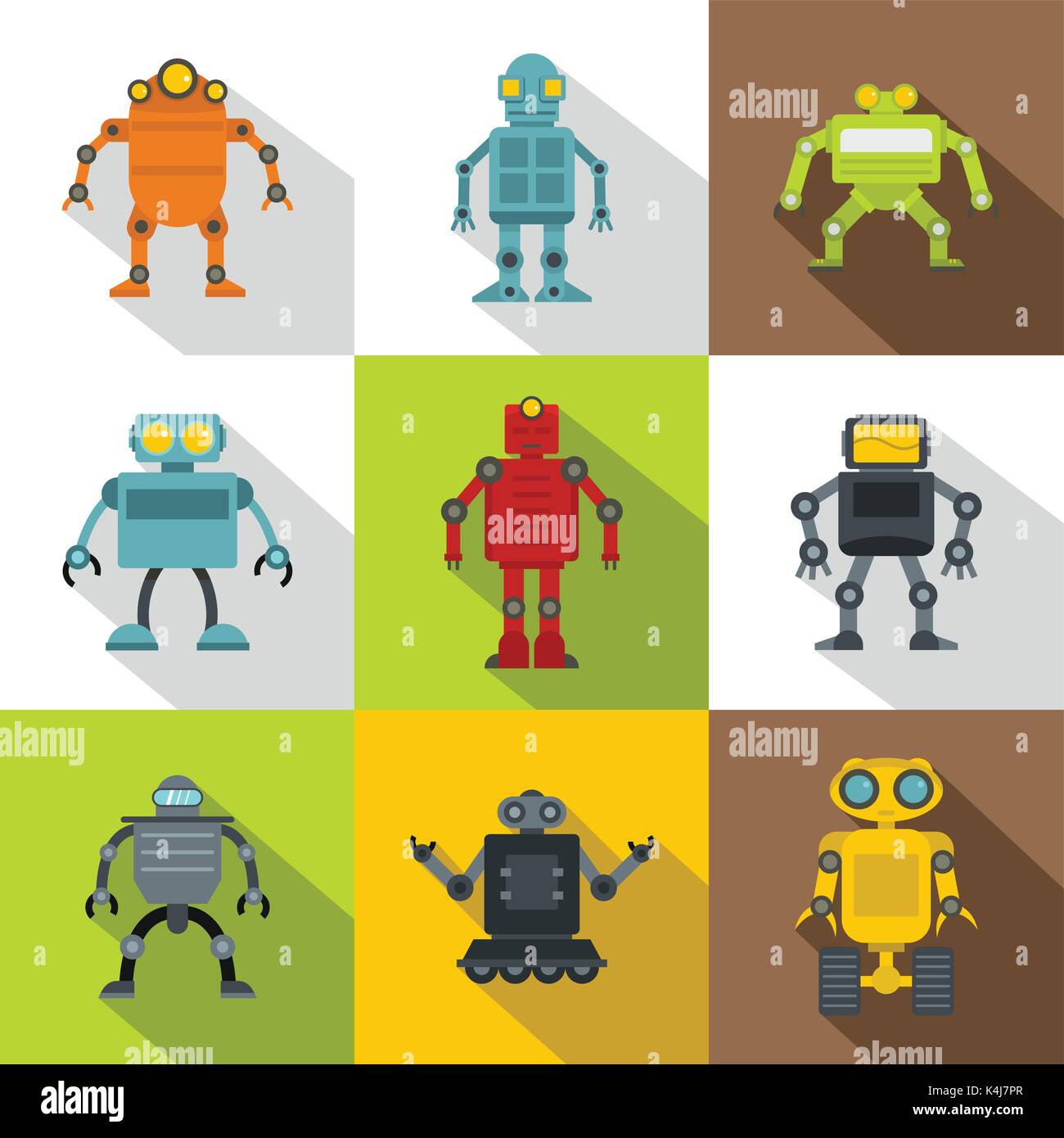 Technology robot icon set, flat style Stock Vector Image & Art - Alamy