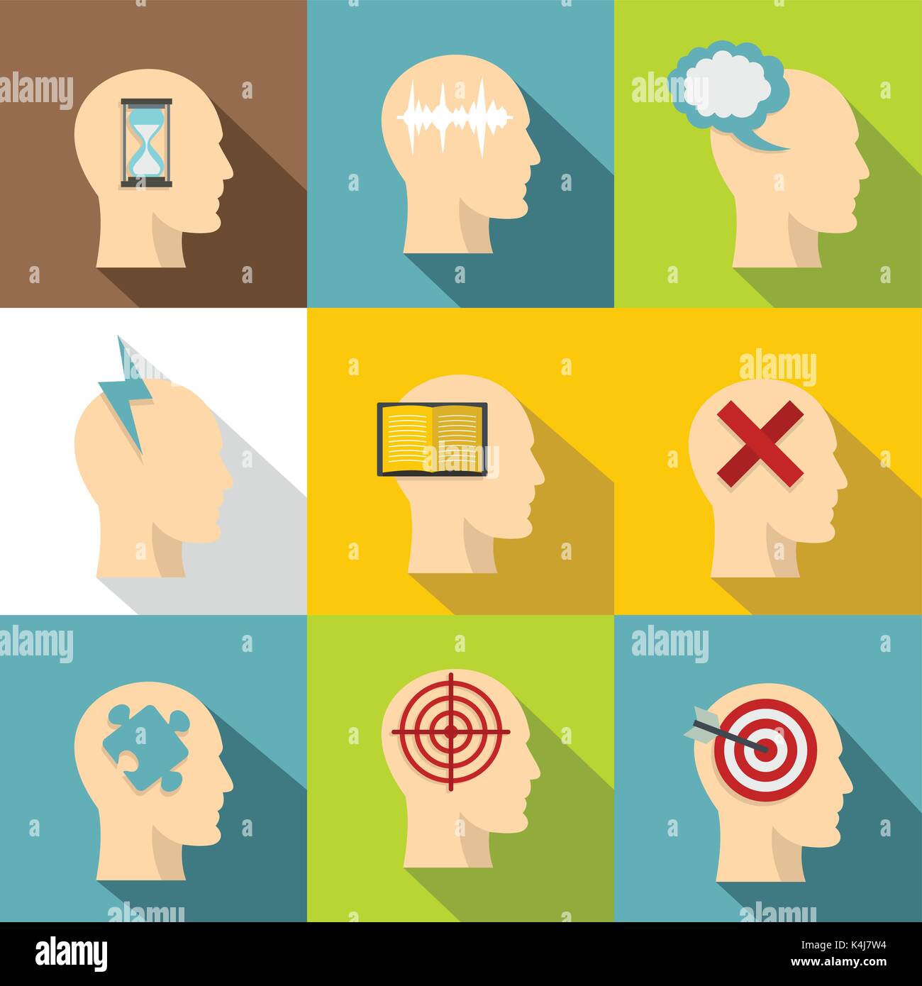 Head logo icon set, flat style Stock Vector Image & Art - Alamy