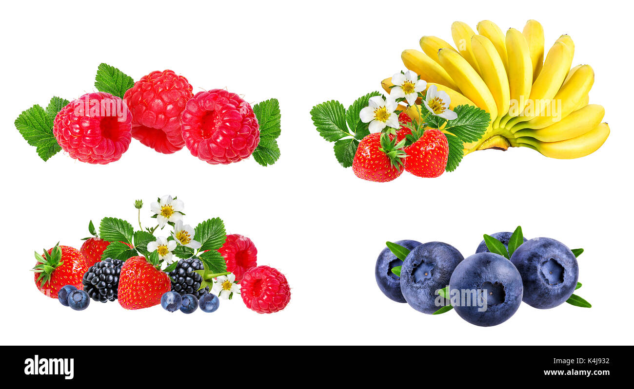 Berries collection isolated on white background Stock Photo - Alamy