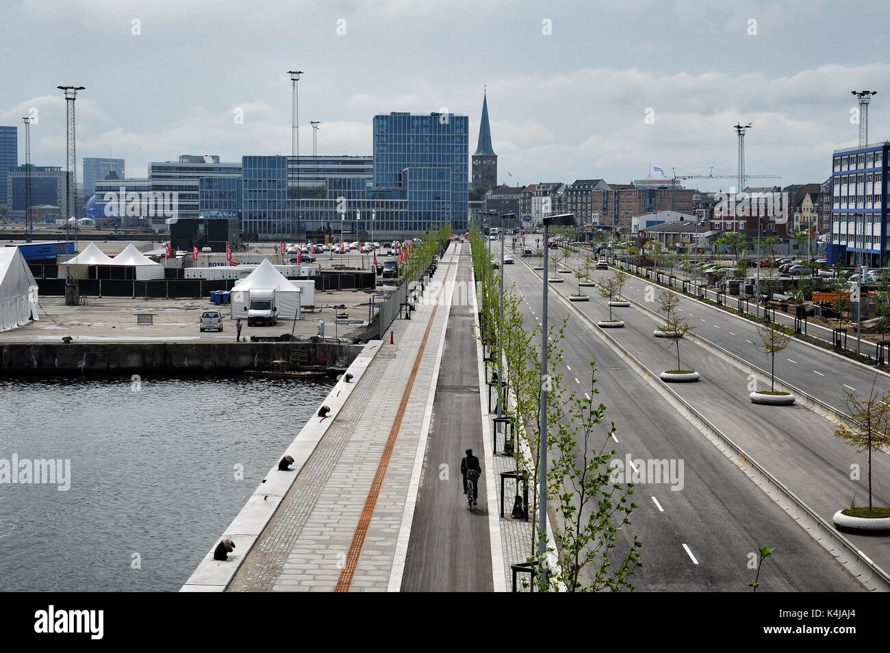 View of the waterfront of Aarhus from the new observation tower. In the ...