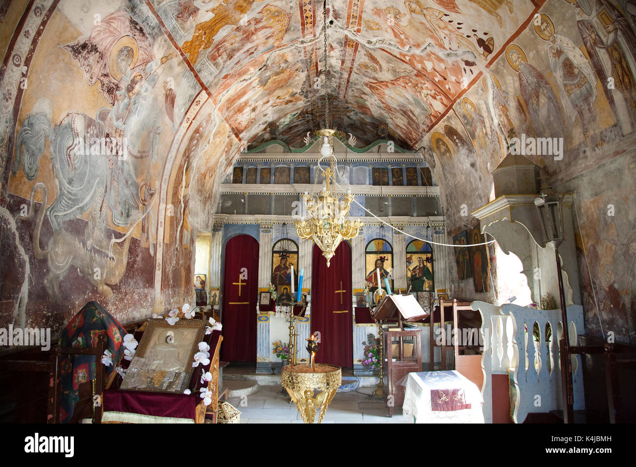 Orthodox church, Theoktisti Monastery, Ikaria island, Aegean Sea ...