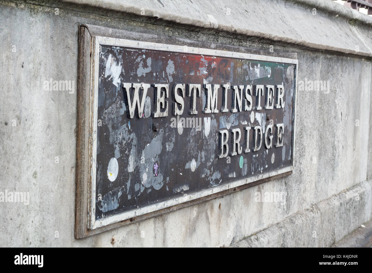 Westminster Bridge sign, London. Found over the bridge of the River ...