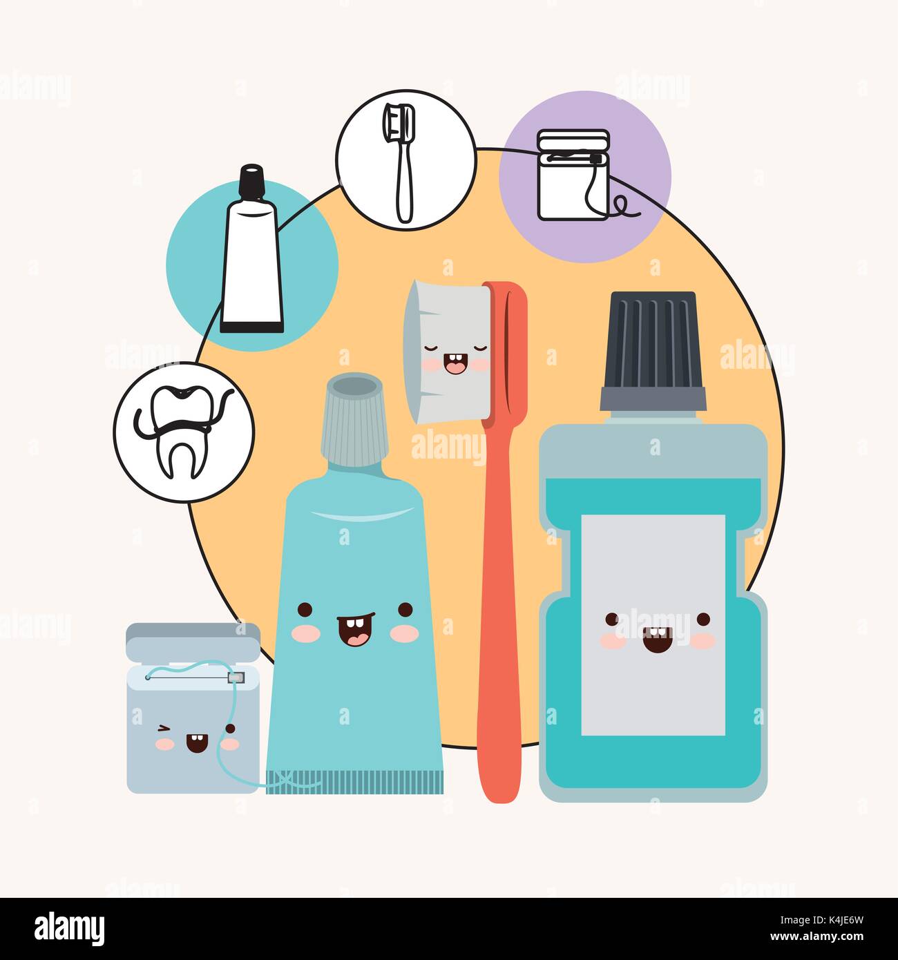 teeth friends dental care elements kawaii set with different expression ...