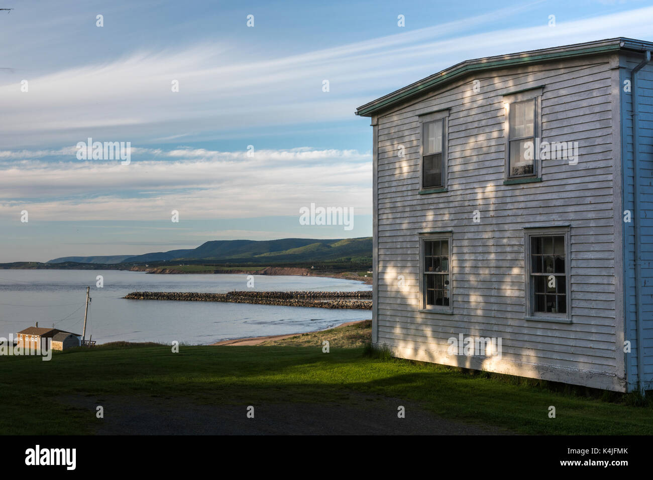 Houses at waterfront, Margaree River, Margaree Harbour, Cabot Trail ...