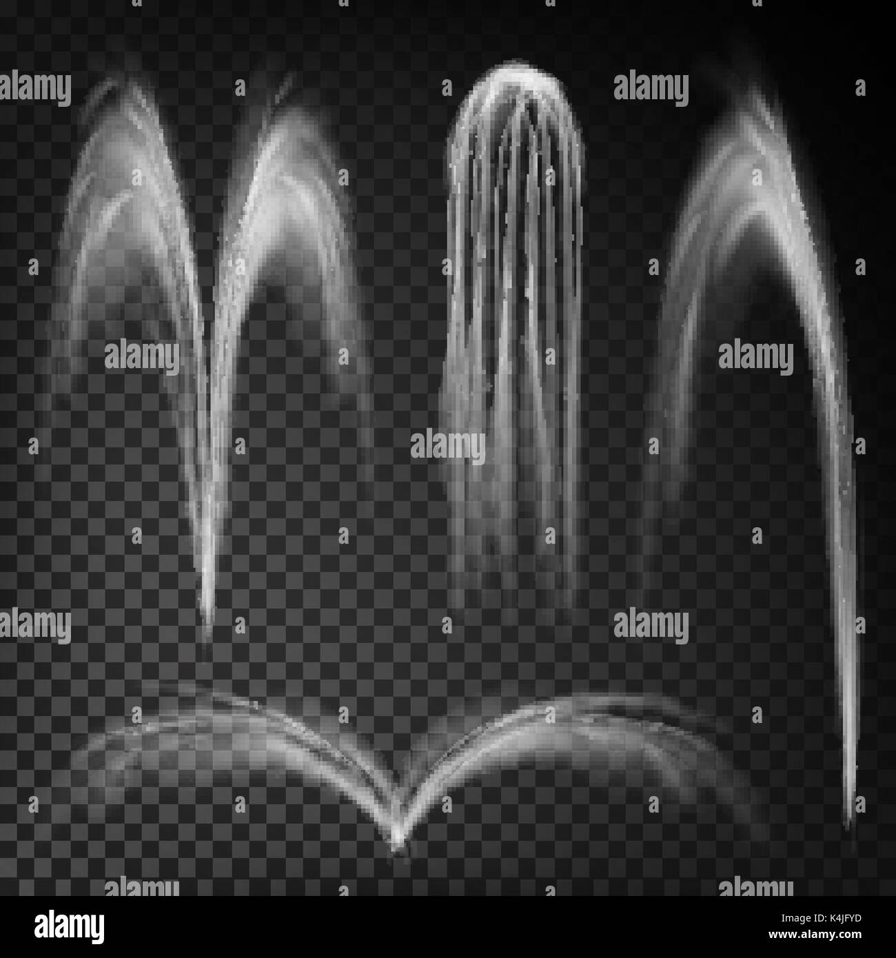 Fountains With Water Jets Vector. Set Of Different Fountains Various ...