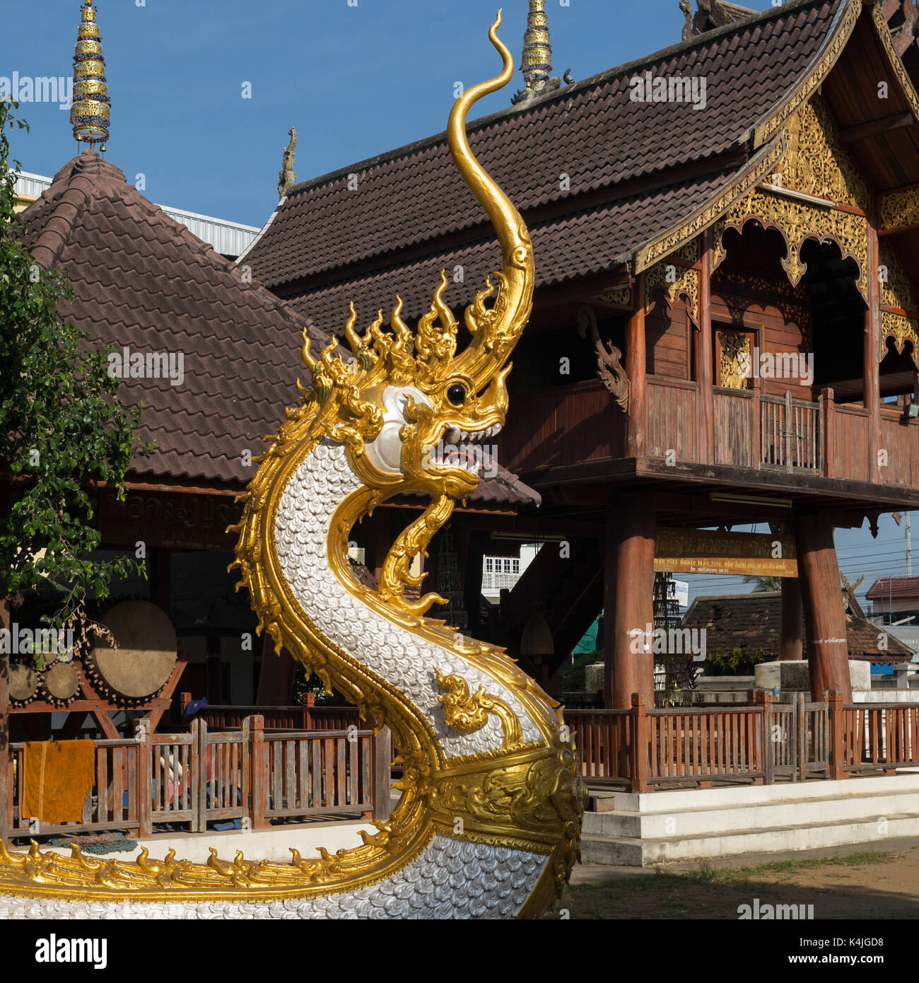 Dragon statue at temple, Chiang Rai, Thailand Stock Photo - Alamy