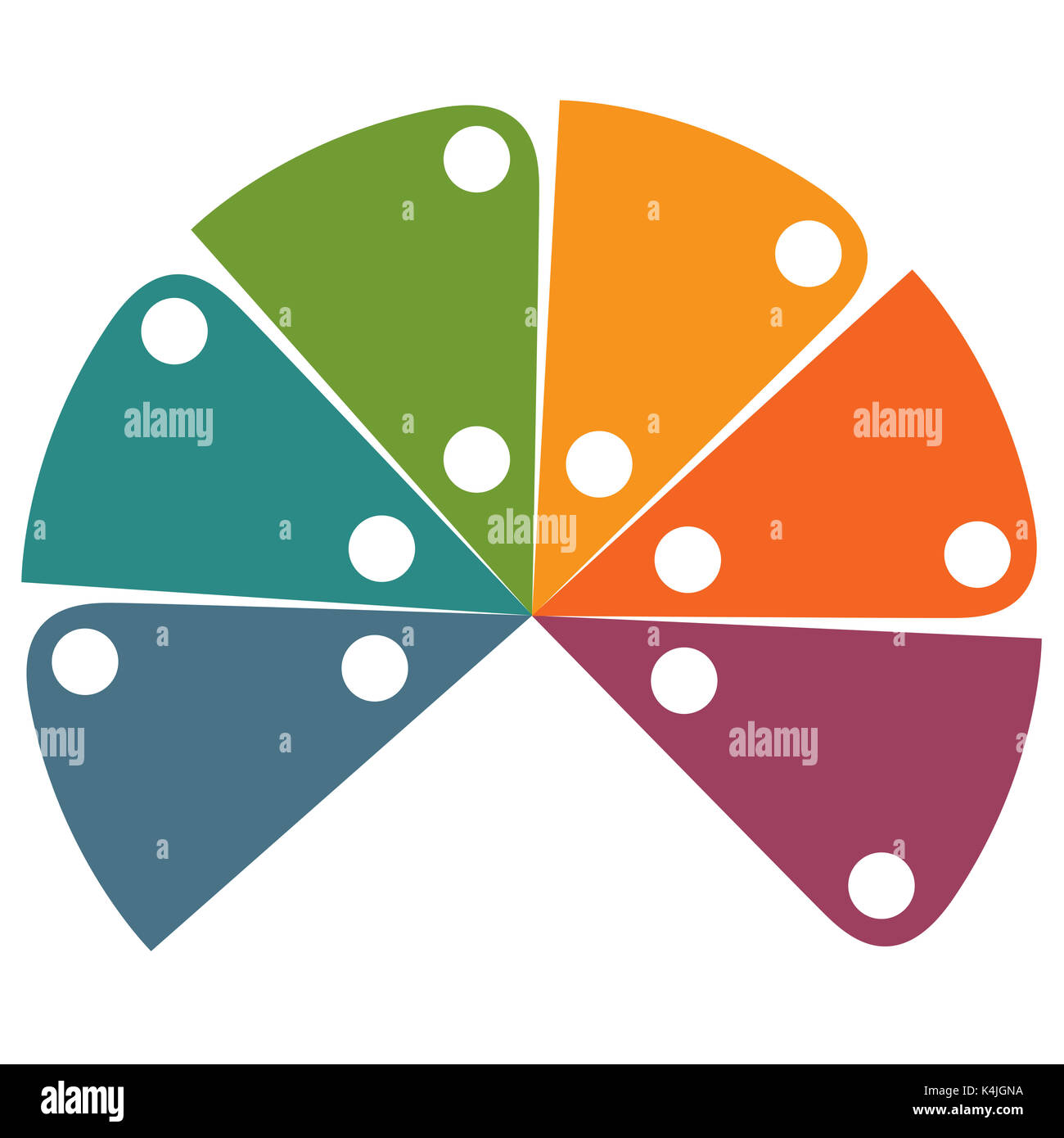 Flat template infographic color semicircle for 6 positions Stock Photo ...