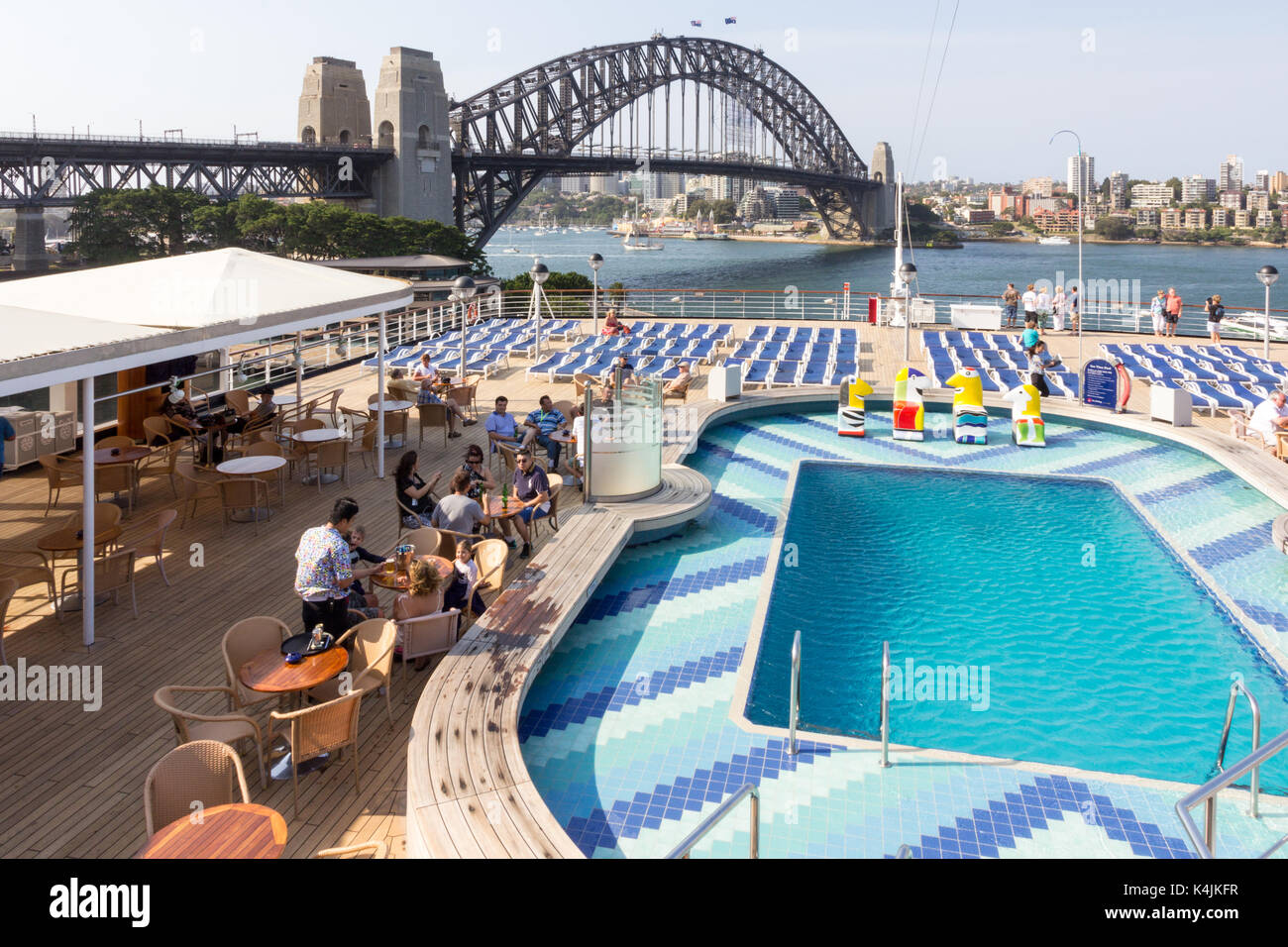 Aft deck swimming pool of the Holland and America line cruise ship ...