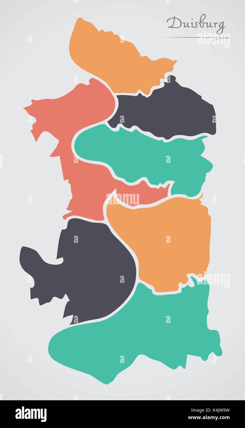 Duisburg Map with boroughs and modern round shapes Stock Vector Image & Art - Alamy