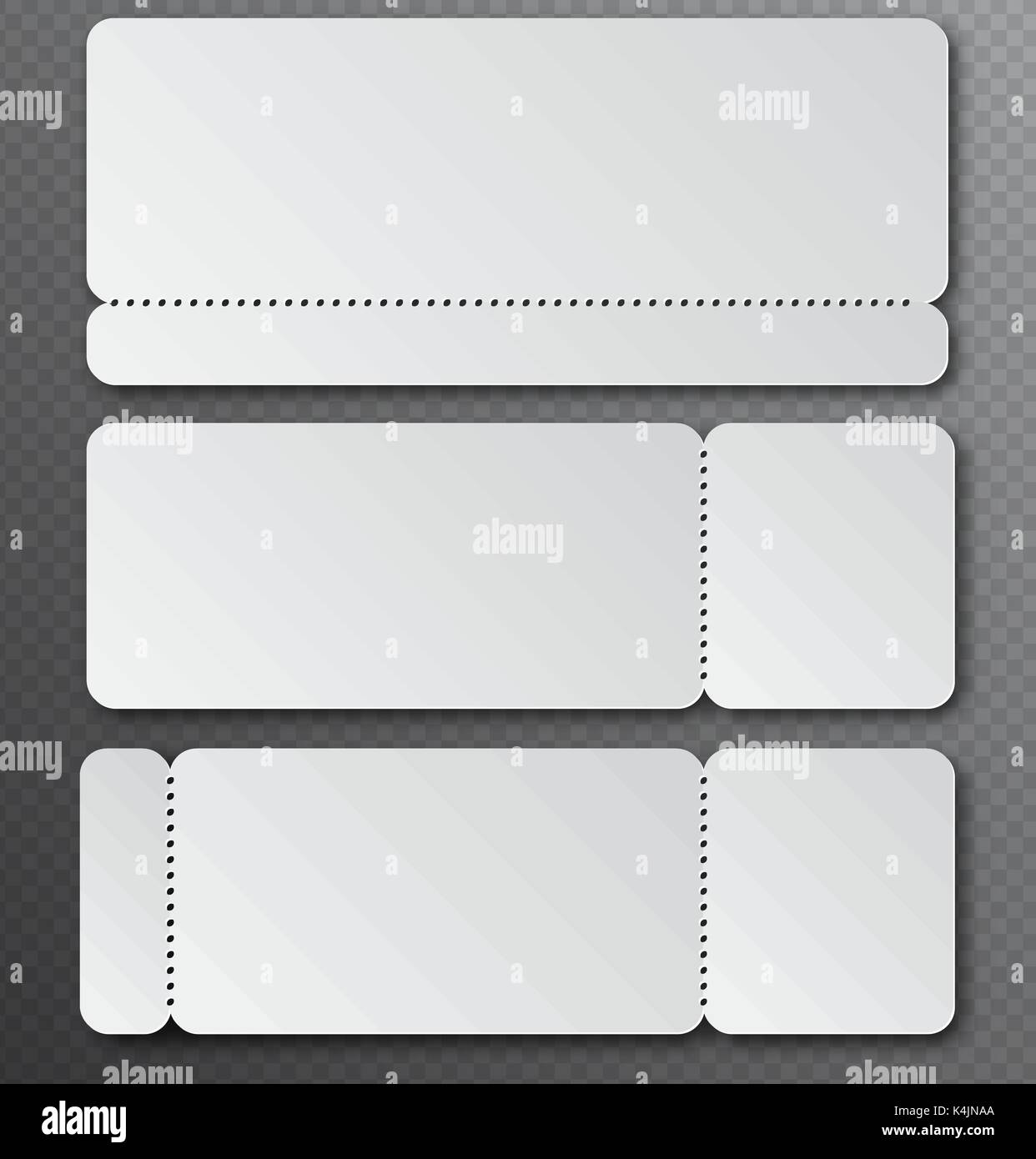 White clear ticket template with tear-off element isolated on ...