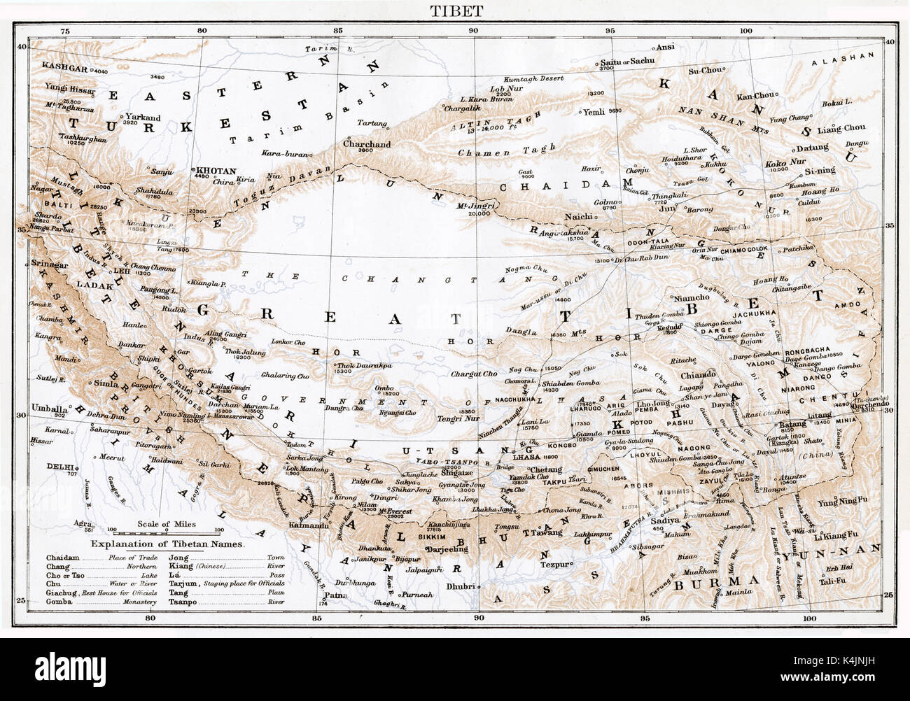 Antique map of tibet hi-res stock photography and images - Alamy
