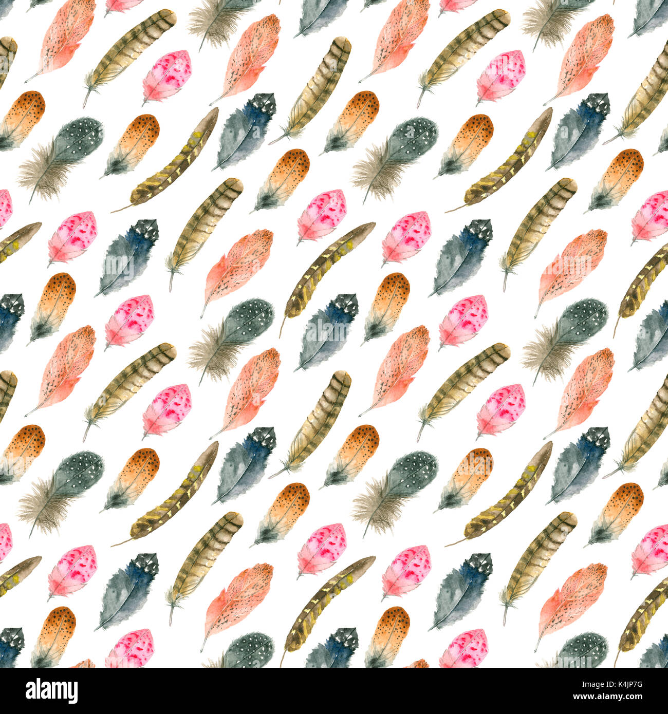 Watercolor feather pattern Stock Photo - Alamy