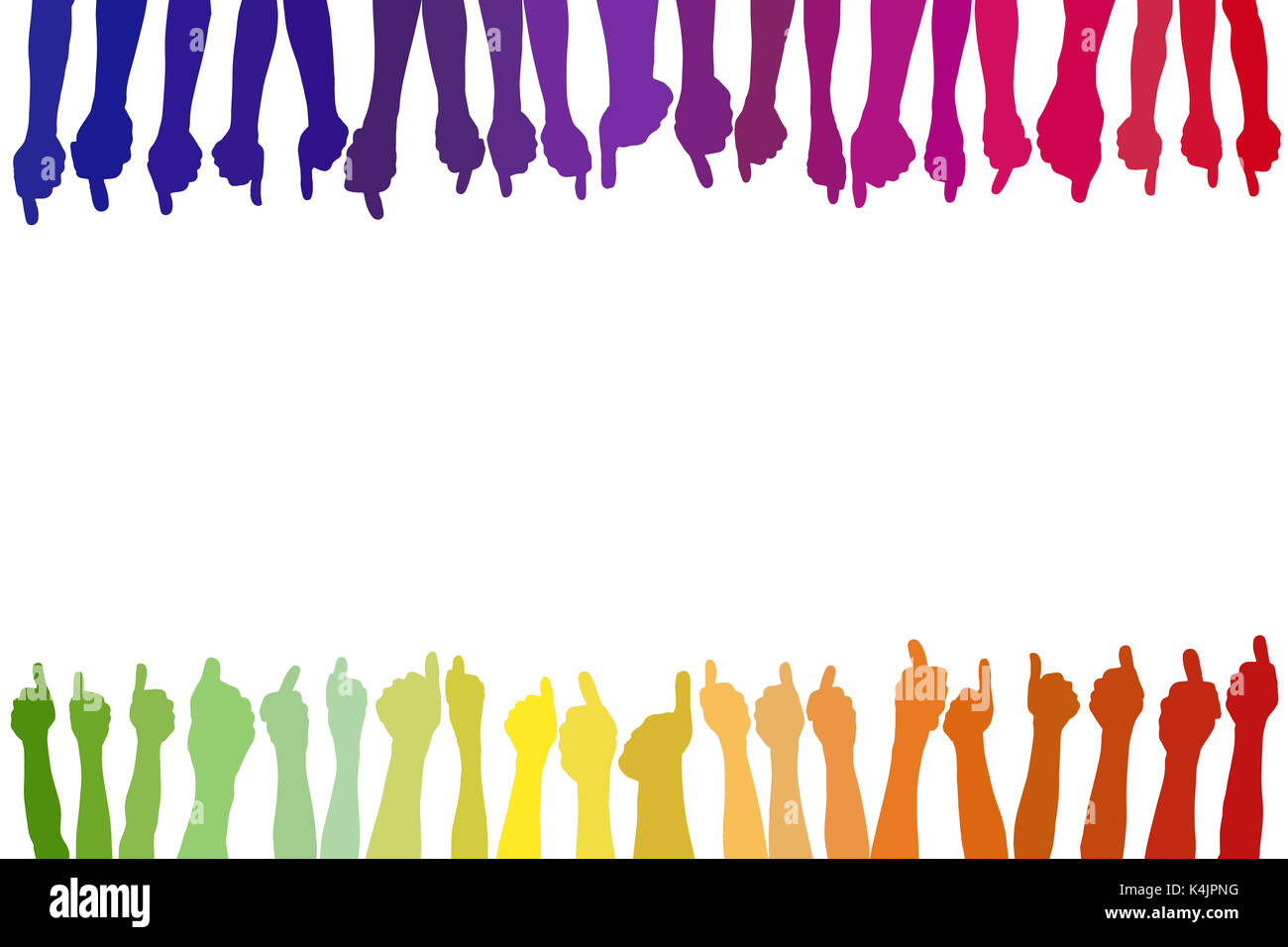 Many hands in rainbow colors with thumbs up as background Stock Photo ...