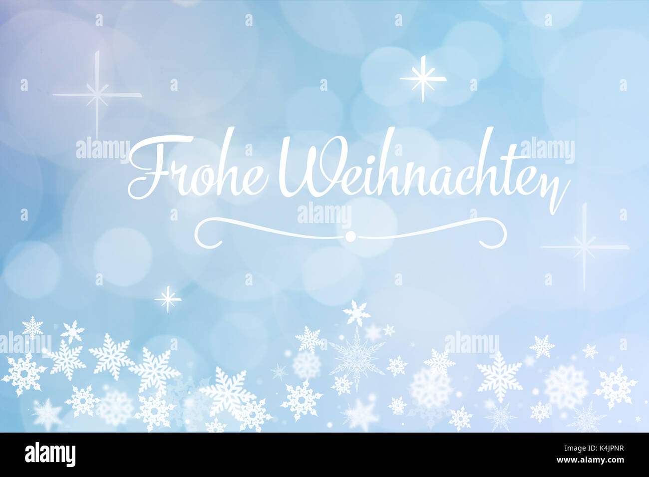 German slogan "Frohe Weihnachten" (Merry Christmas) on winter card ...
