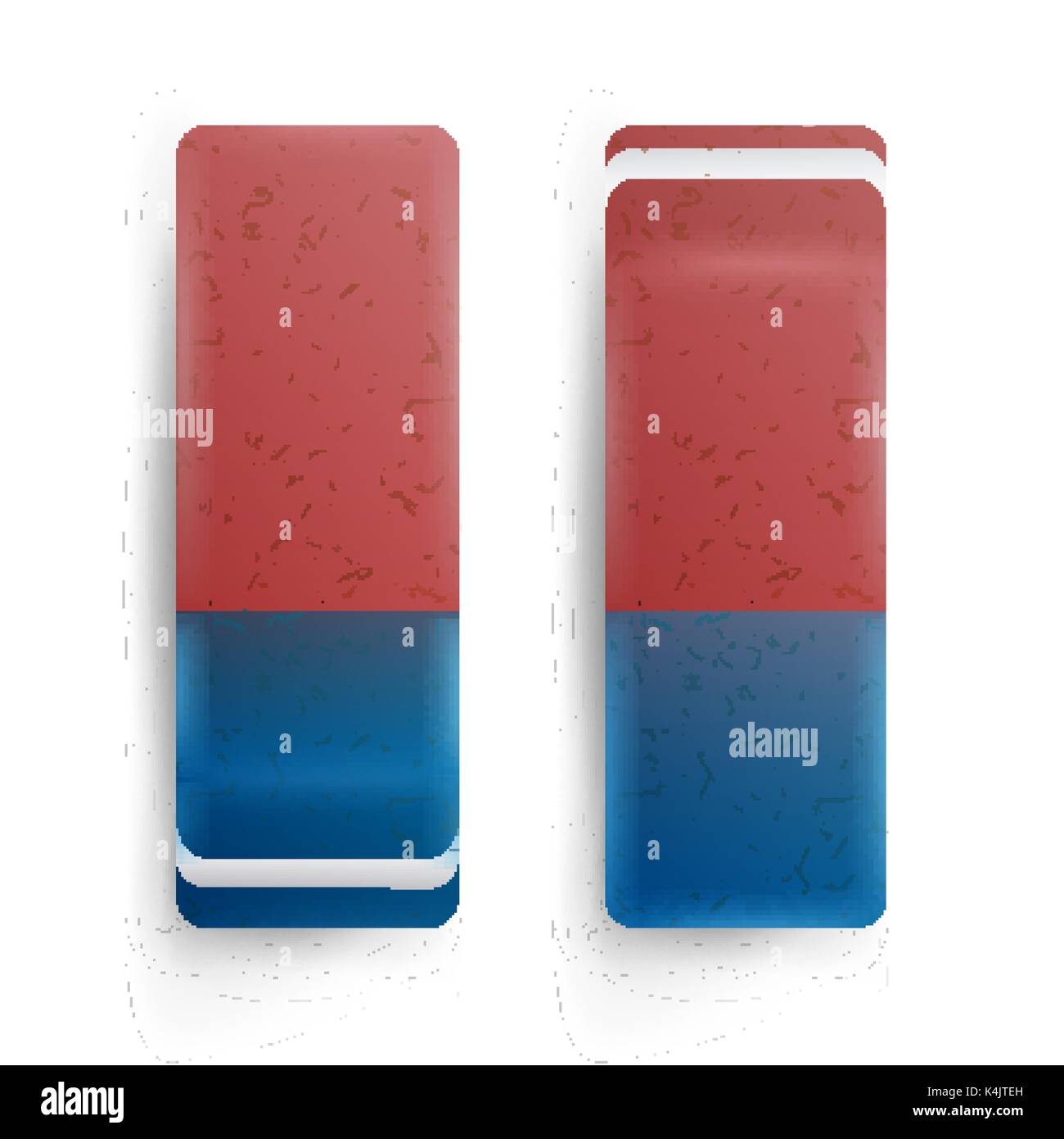 Realistic Eraser Isolated Vector. School Blue Orange Rubber Icon ...