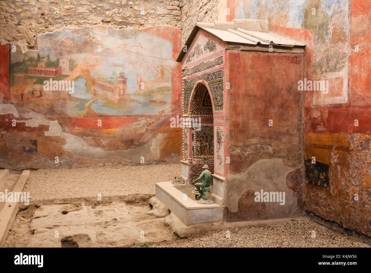 Mosaic and shell fountain, House of the Small Fountain, Roman Pompeii ...