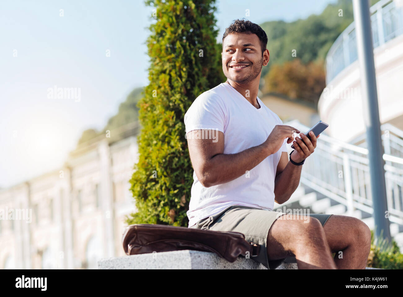 Delighted male person being very glad Stock Photo - Alamy