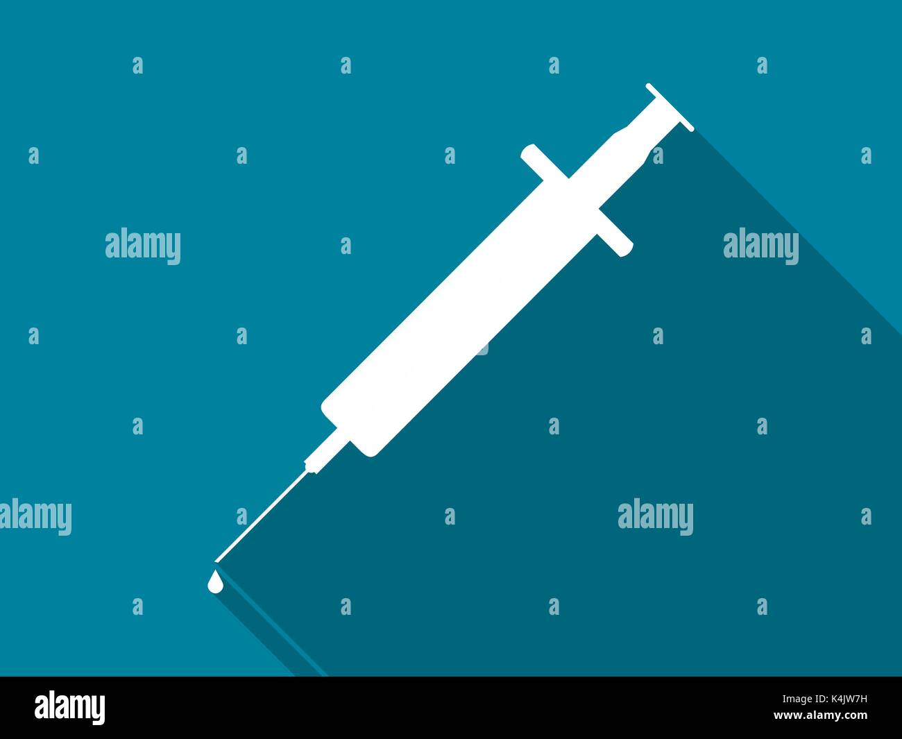 Syringe with drop, flat icon with long shadow. Vector illustration ...