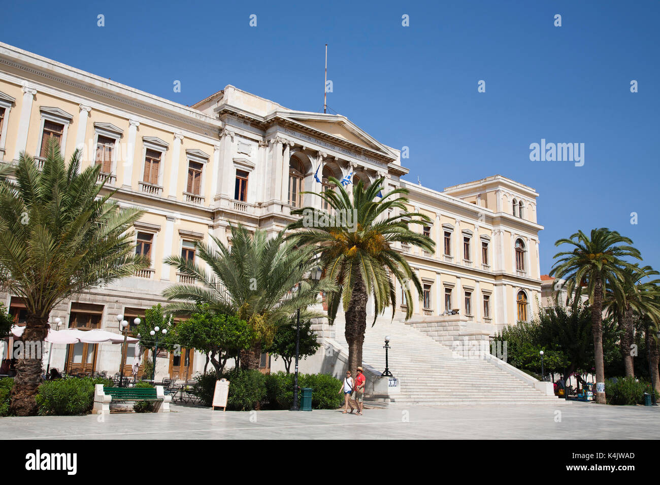 Miaouli square and city hall, Hermoupolis, Syros island, Cyclades ...