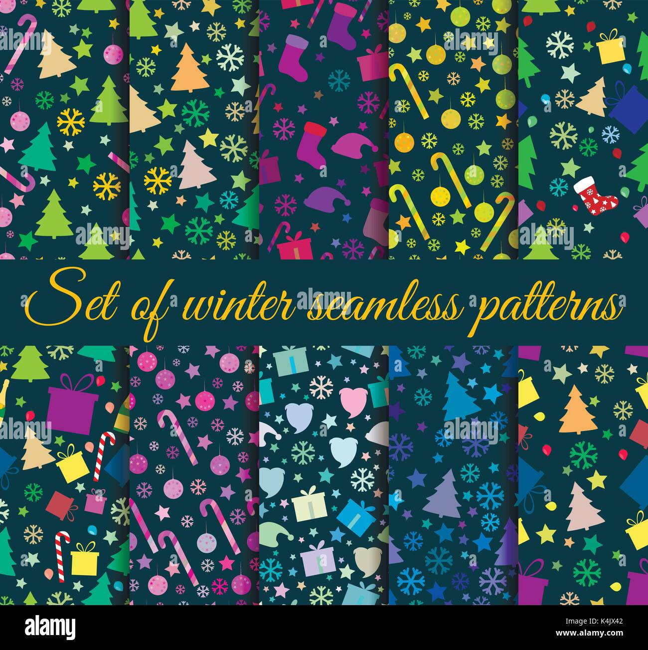 Seamless patterns Christmas. Winter pattern with Christmas symbols ...