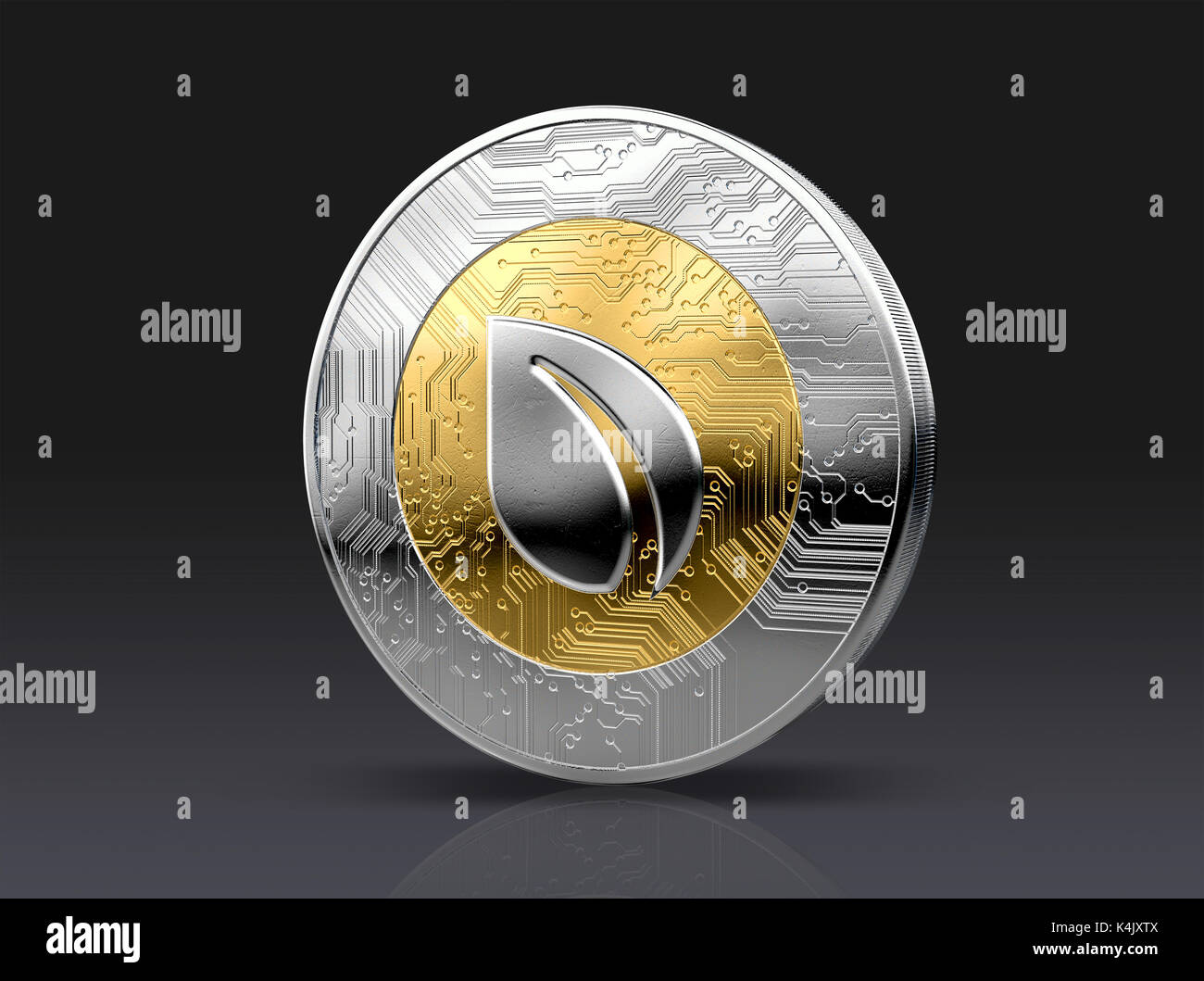 A physical peercoin cryptocurrency in gold and silver coin form on a ...