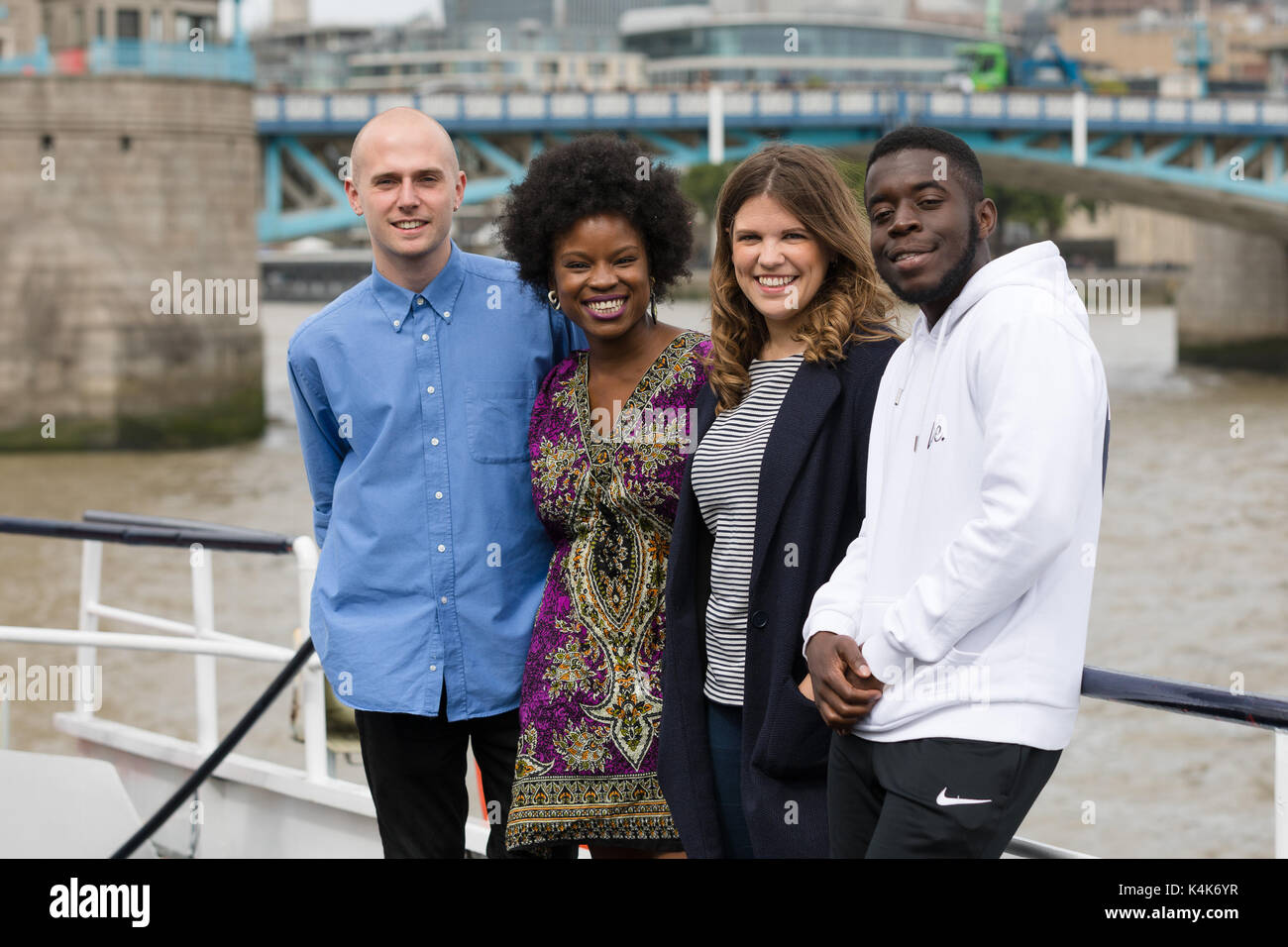 London, UK. 6th Sept 2017. Poets: Toby Campion, Rachel Nwokoro, Erin ...