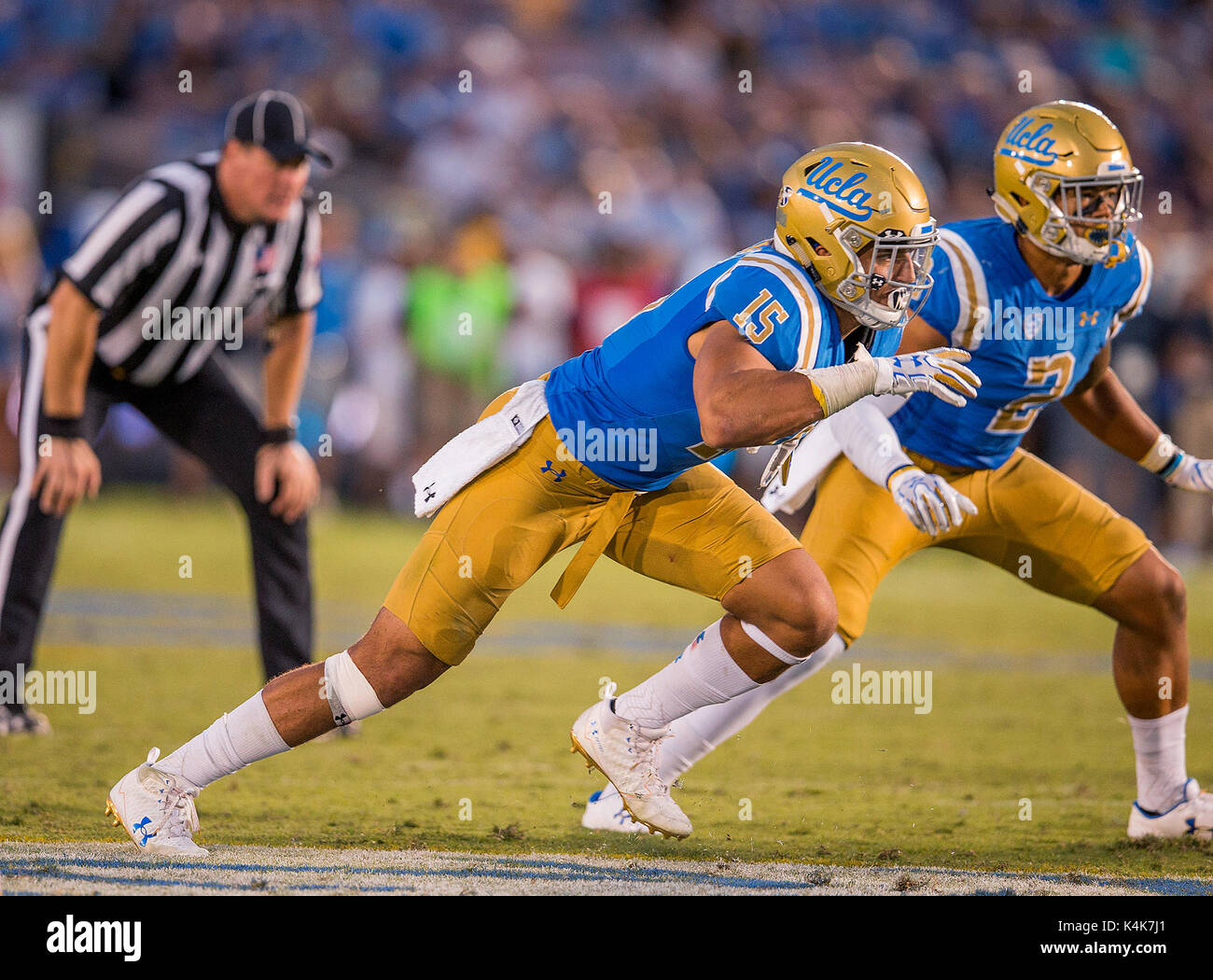 Pasadena, CA. 3rd Sep, 2017. UCLA defensive lineman (15) Jaelen ...