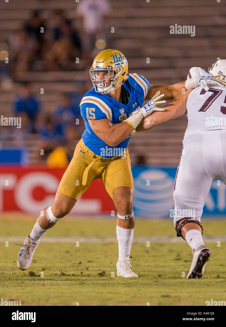 Pasadena, CA. 3rd Sep, 2017. UCLA defensive lineman (15) Jaelen ...