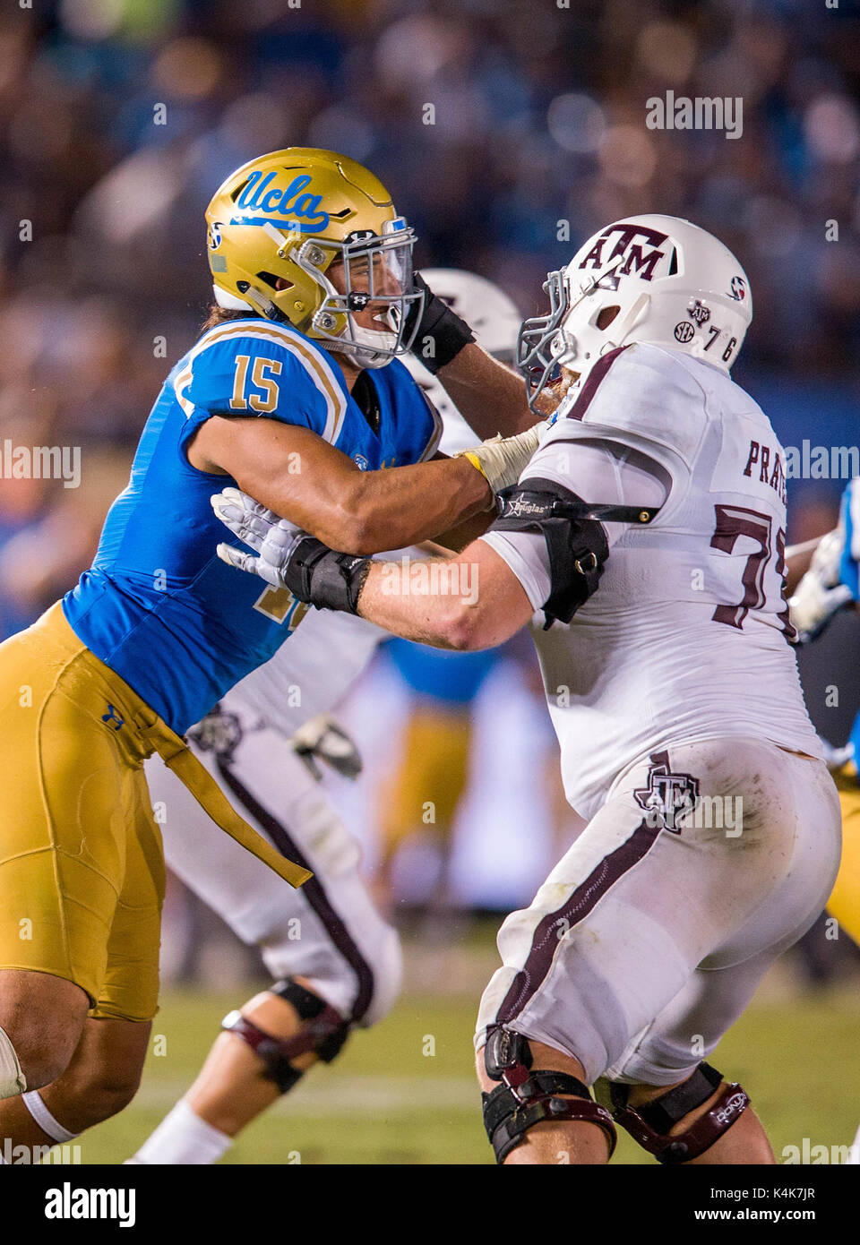 Pasadena, CA. 3rd Sep, 2017. UCLA defensive lineman (15) Jaelen ...