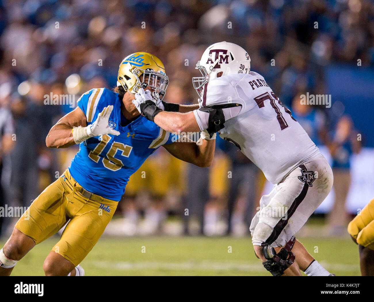 Pasadena, CA. 3rd Sep, 2017. UCLA defensive lineman (15) Jaelen ...