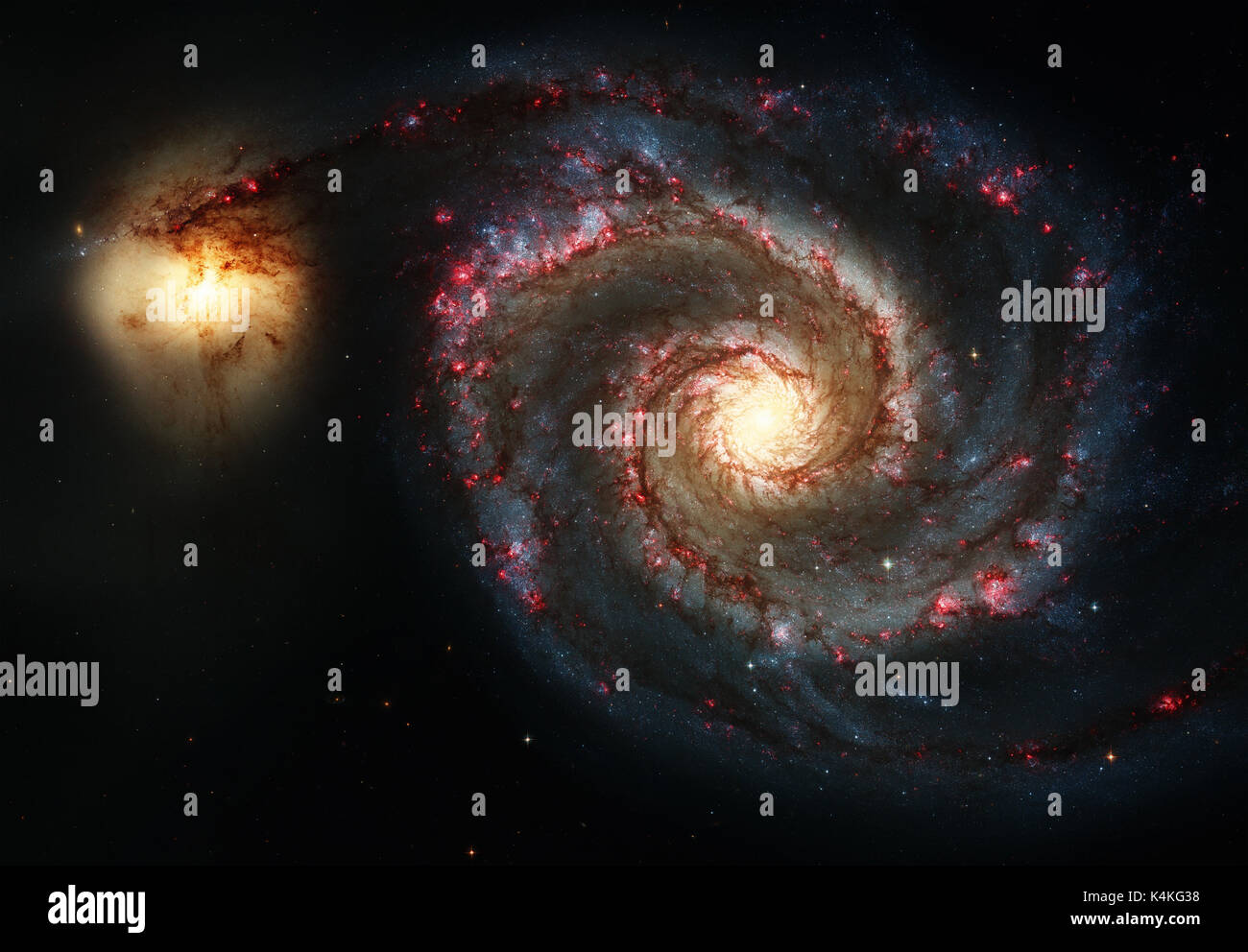 Whirlpool Galaxy and Companion. Winding arms of the spiral galaxy M51 ...