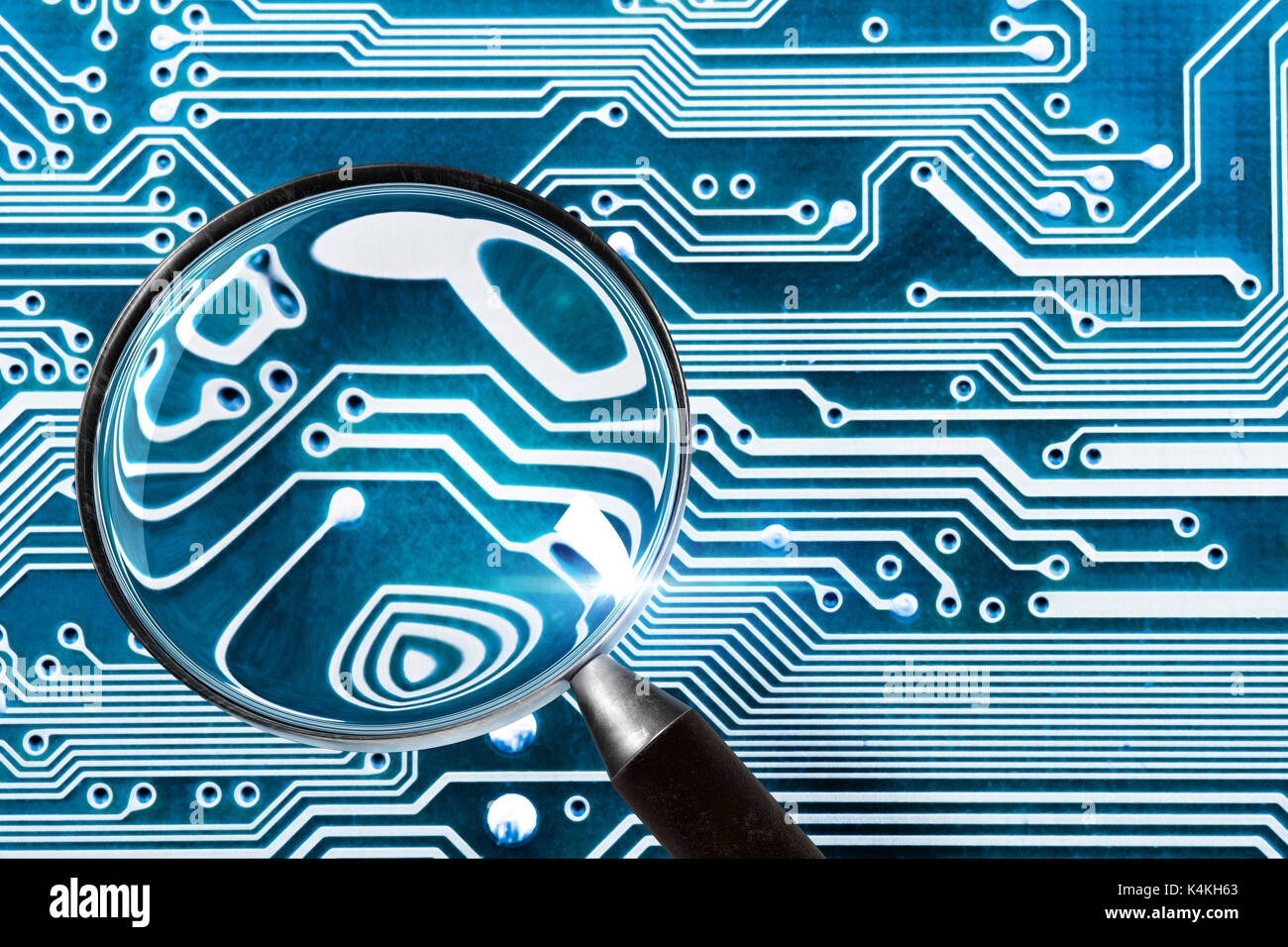 Fee Computer - computer security system and a magnifying glass Stock ...