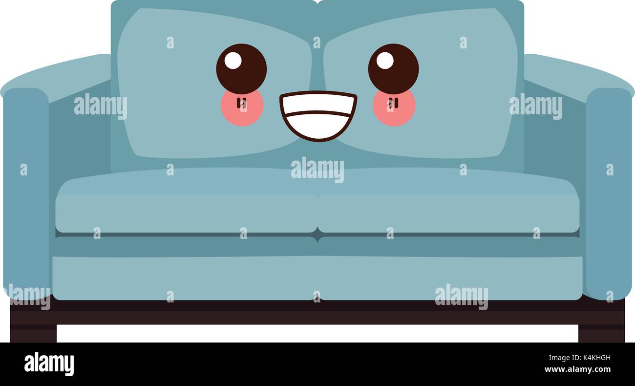 Comfortable couch isolated cute kawaii cartoon Stock Vector Image & Art ...