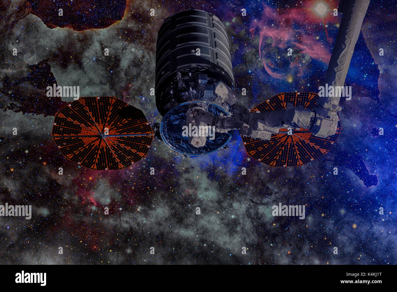 Cargo spacecraft - The Automated Transfer Vehicle over spiral galaxy ...