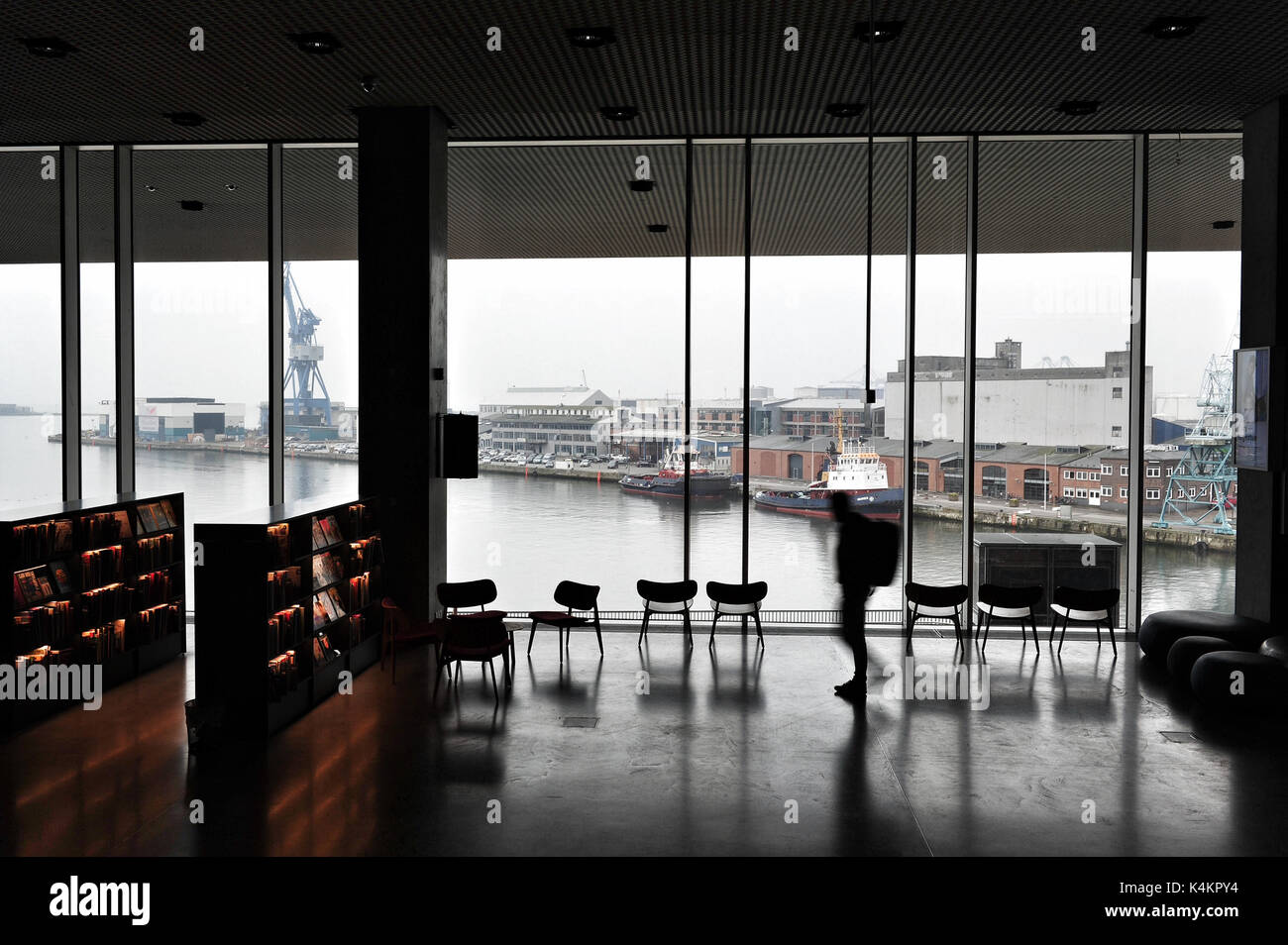 View of Aarhus' waterfront from the library inside Dokk1, a new culture ...