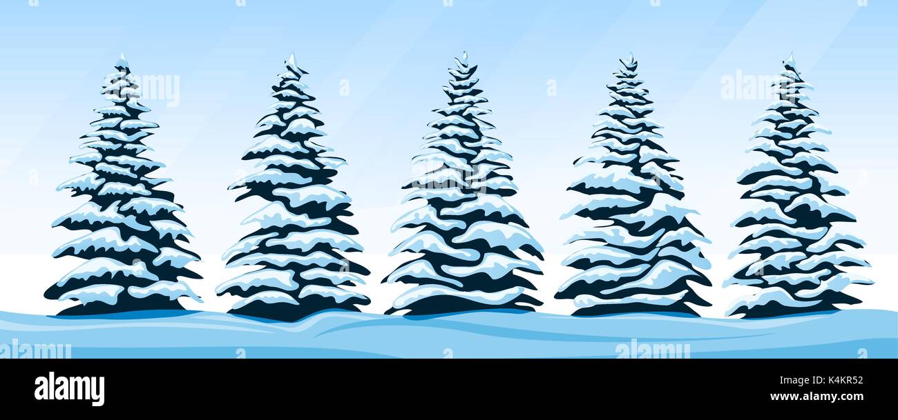Snow covered tree landscape merry Stock Vector Images - Alamy