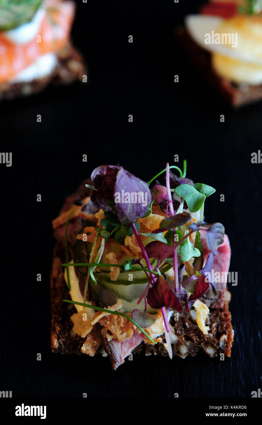 Traditional Danish Smørrebrød for sale at Aarhus Central Food Market ...