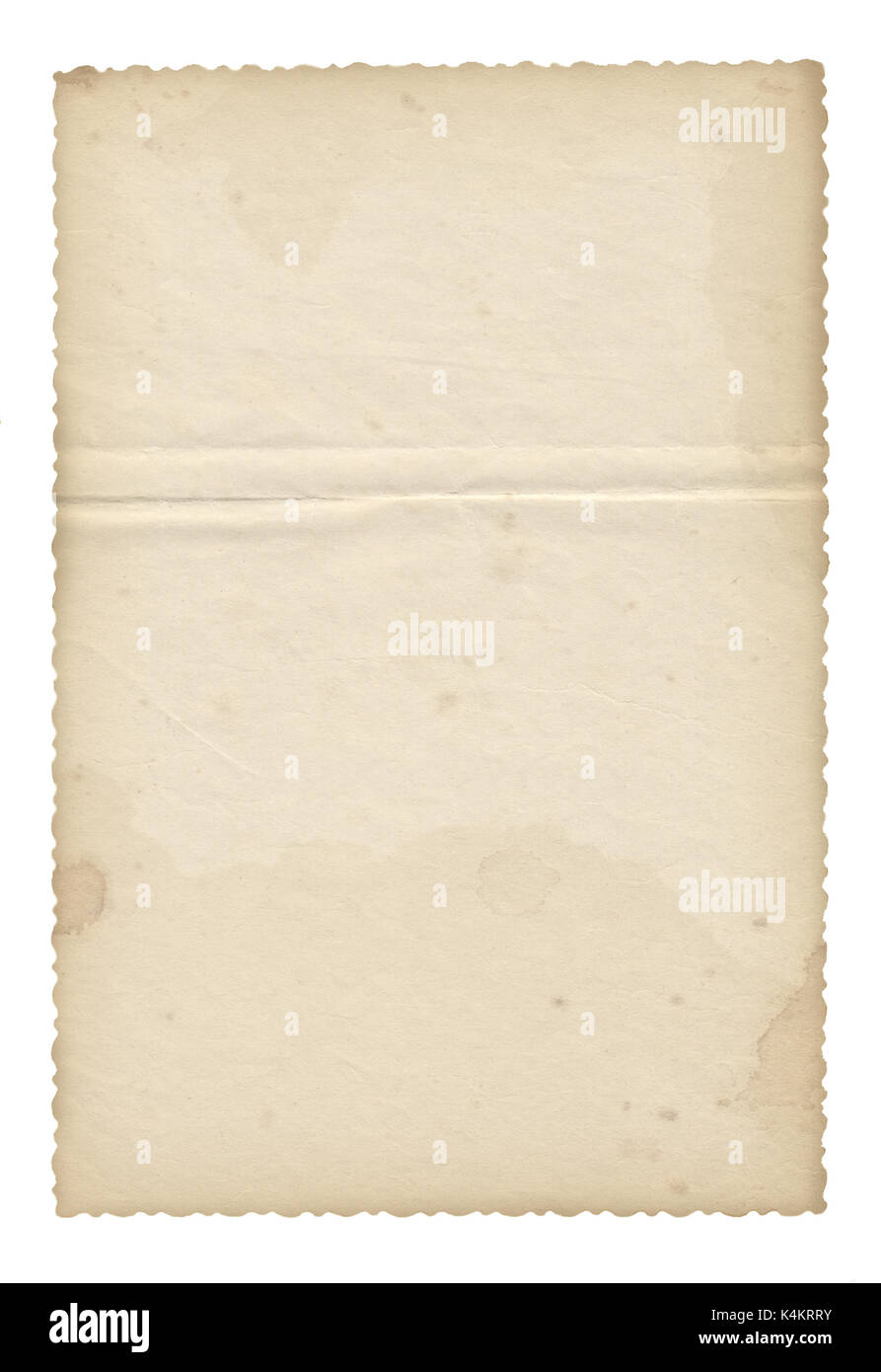 Texture old paper with traces of scuffs and stains. Isolated on white ...