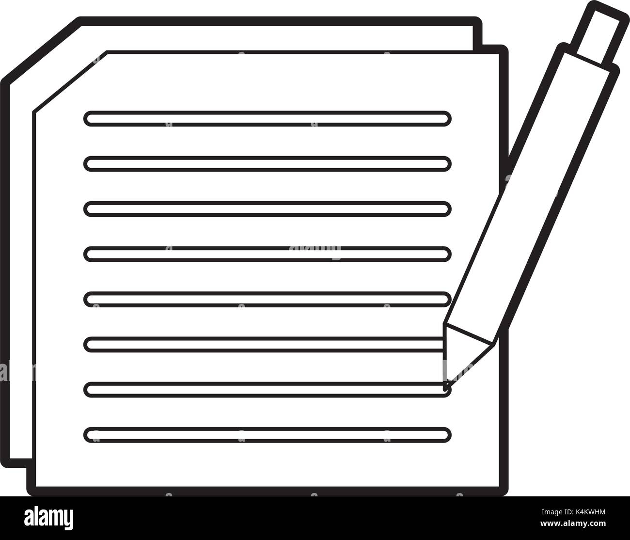 sheet of paper with text and pen document writing contract Stock Vector ...