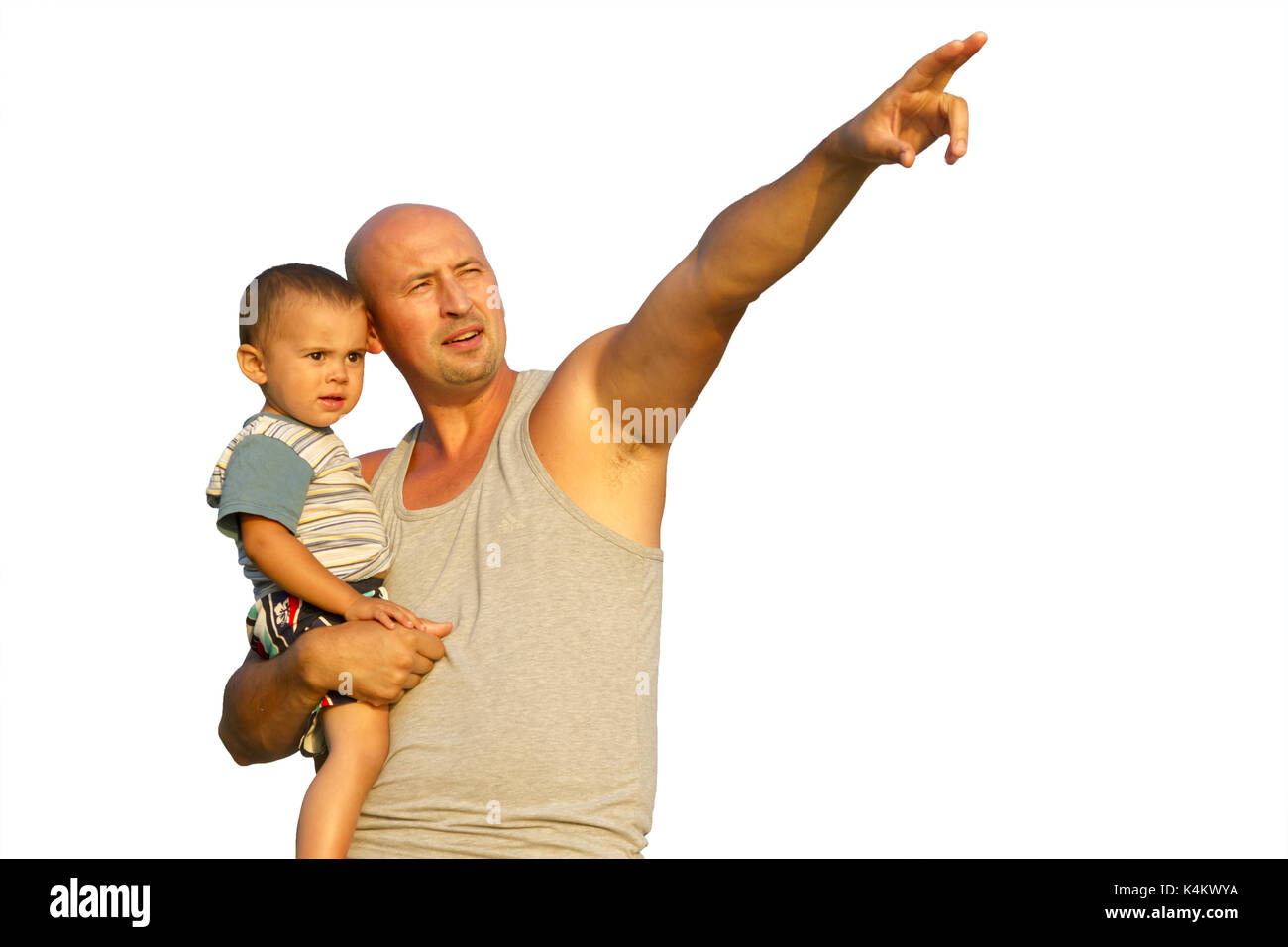 father and son Isolated on white background Stock Photo - Alamy