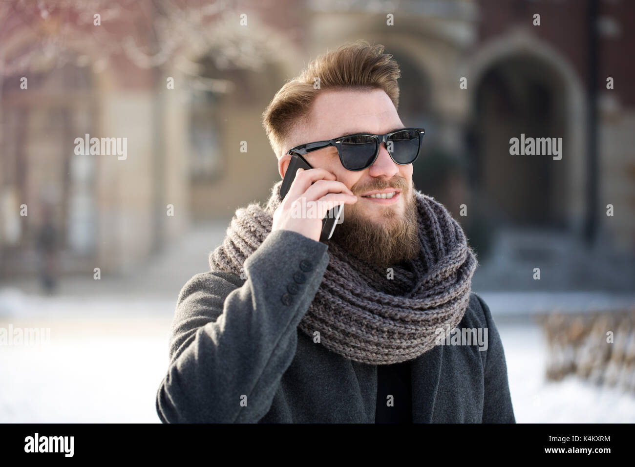 Smiling caucasian man using hi-res stock photography and images - Alamy