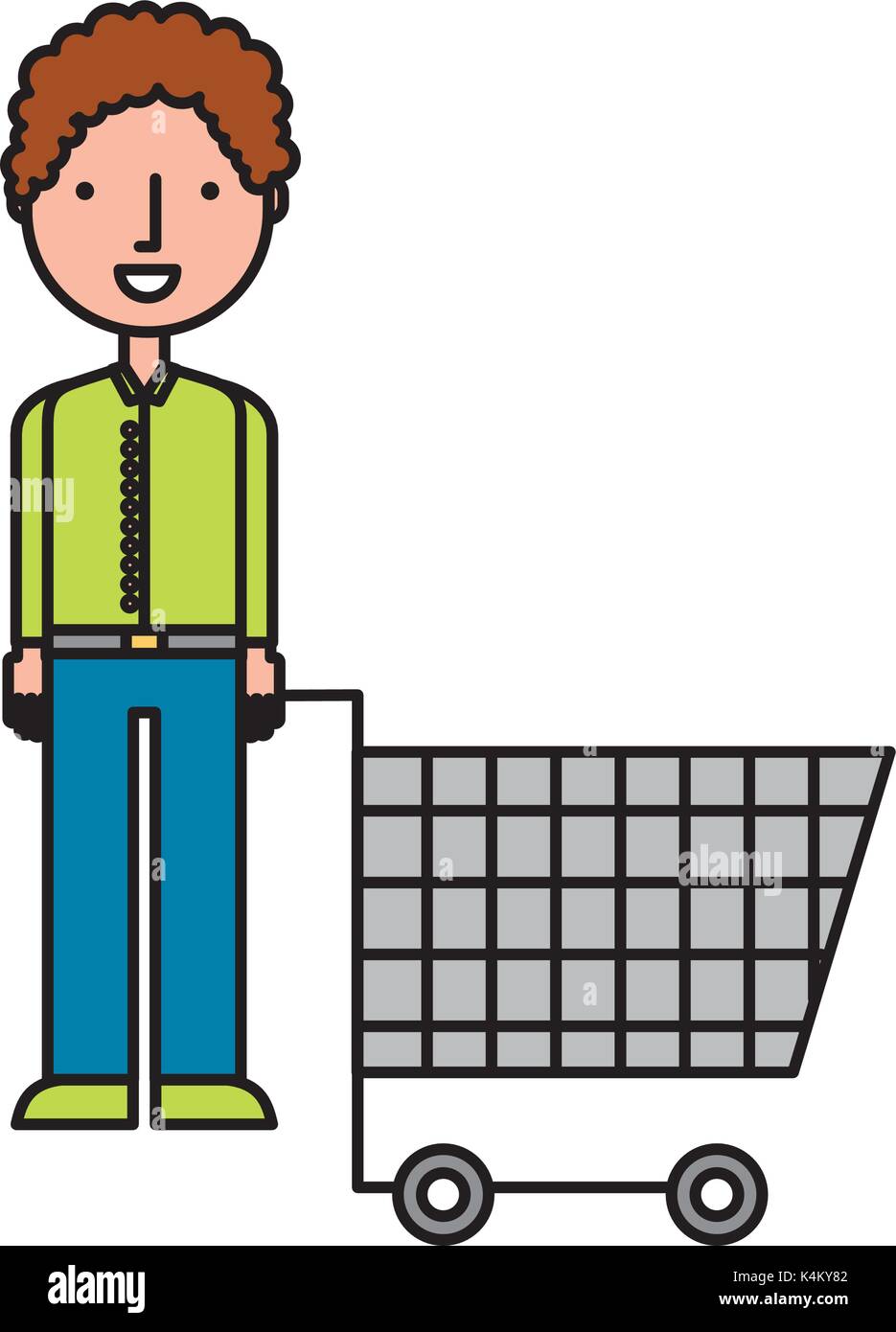 young man pushing trolley shopping customer Stock Vector Image & Art ...